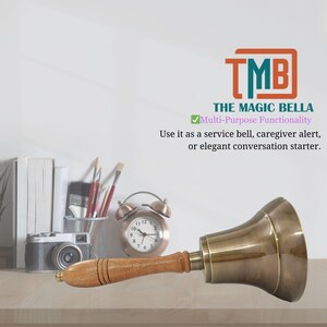 Polished Brass Handheld Bell With Wooden Handle 5": Church, Hotel ...