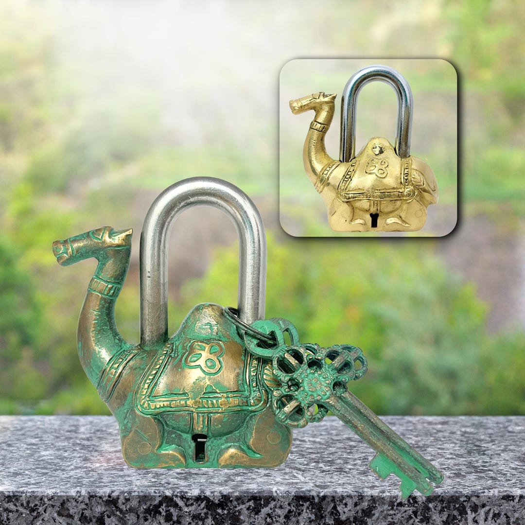 Antique Brass Camel Padlock With Key – Vintage Steampunk Functional ...