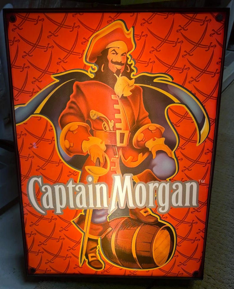 Vintage CAPTAIN MORGAN RUM Liquor Alcohol Lighted Bar Display Sign Man ...
