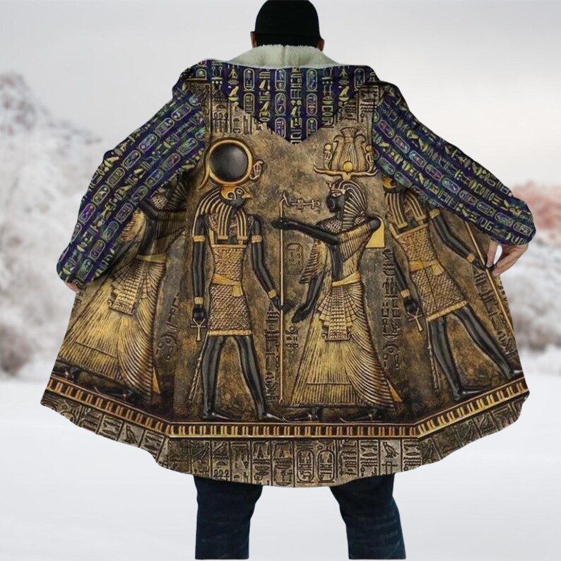 Ancient Egypt Hooded Cloak Coat, Pharaoh Hieroglyphic Art Jacket ...