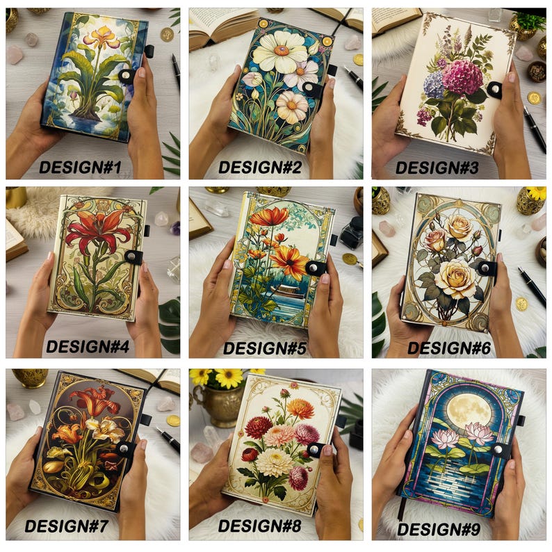 Refillable Leather Flower Journal – Custom A5 Notebook, Lined or ...
