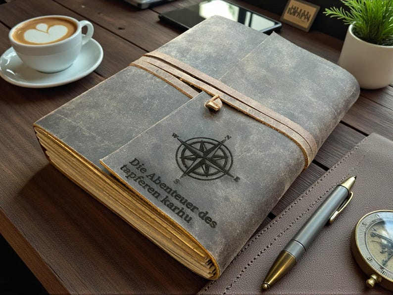 Personalized A5 Leather Bound-lined Engrave Journal Notebook – Handmade ...