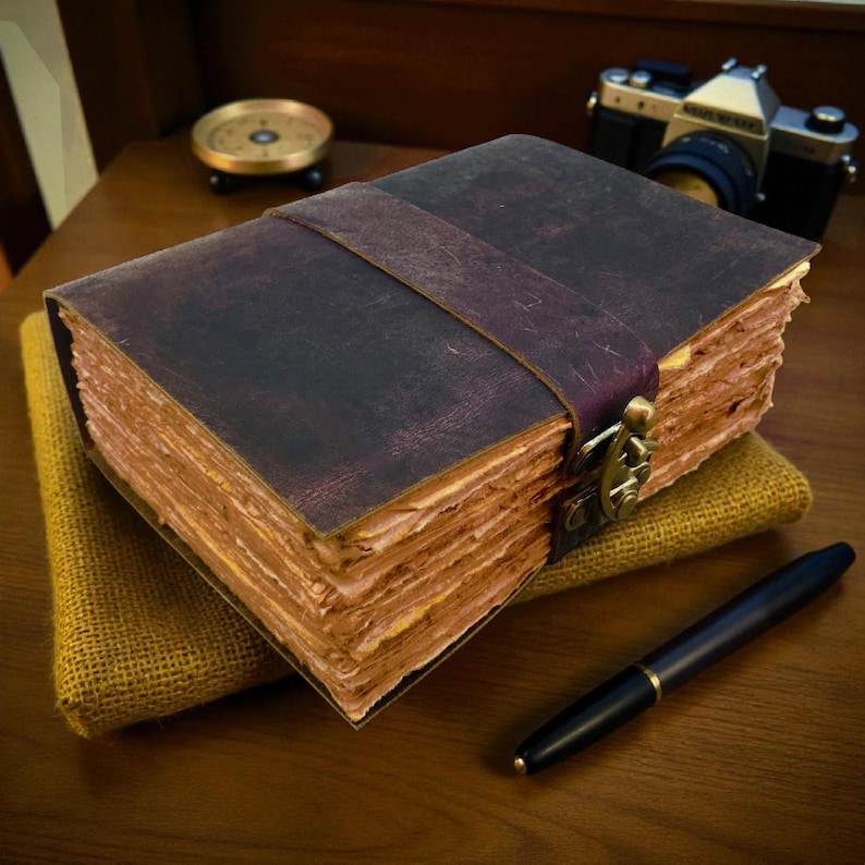 Personalized Large Leather Journal – Handmade Page Vintage Rustic ...