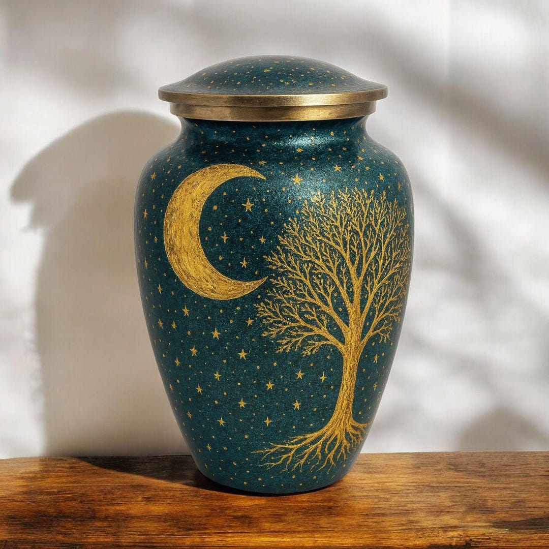 Handmade Moon and Stars Cremation Urn – Ocean Blue Finish, Medium - Etsy