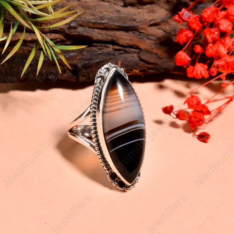 Banded Agate Ring - Etsy