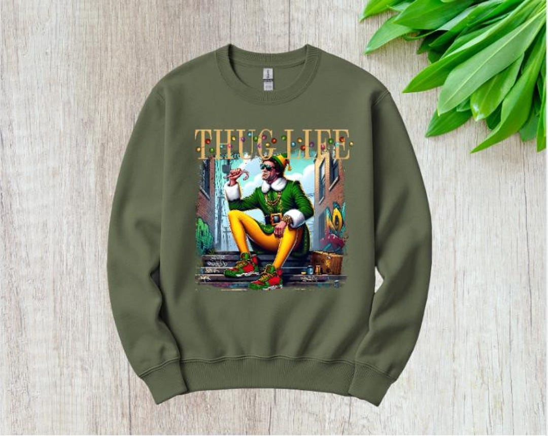 Thug Life Elf Sweatshirt, Grinchmas Season Christmas Friends Sweatshirt ...