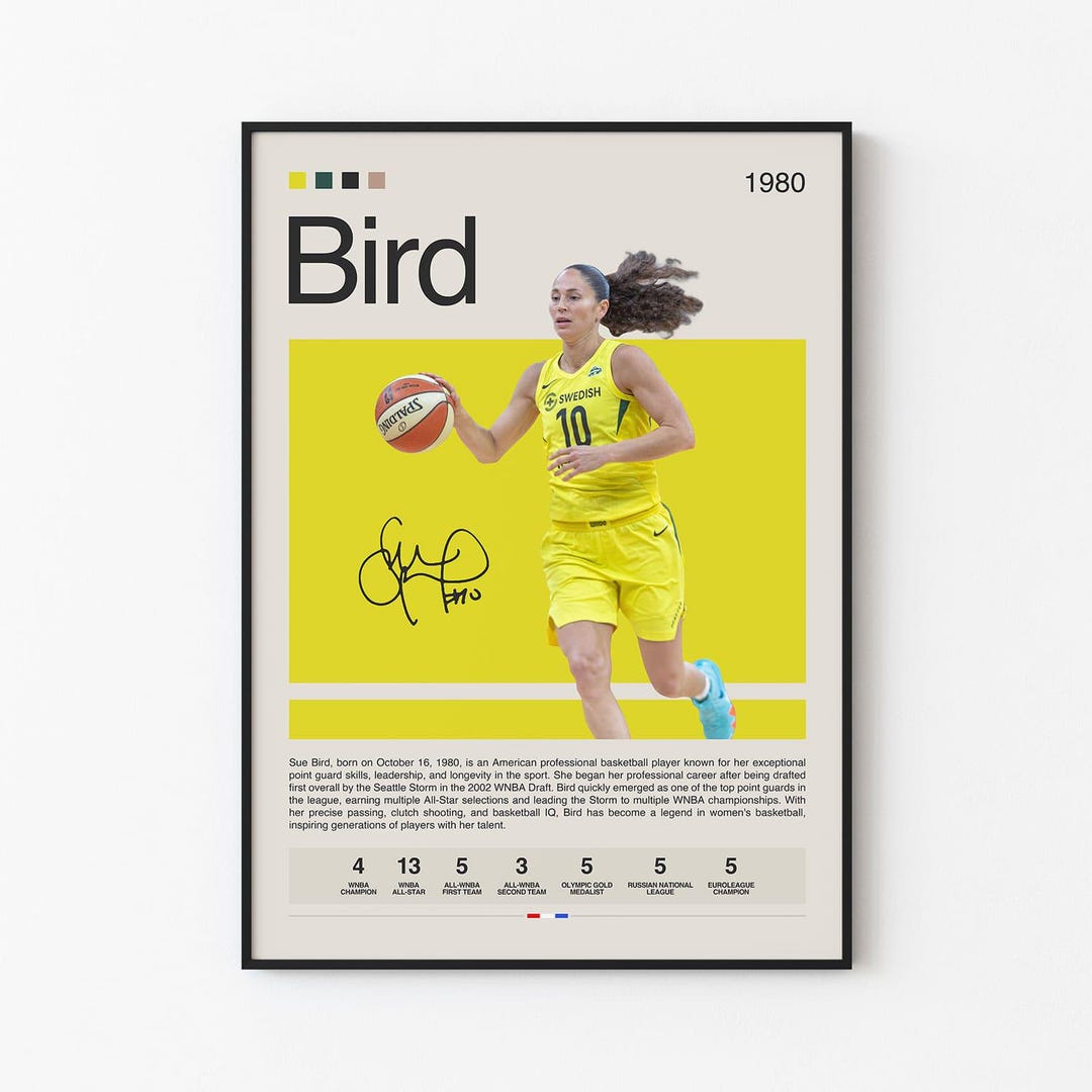 Sue Bird Poster Unframed, WNBA Legend Point Guard Wall Art, Seattle ...