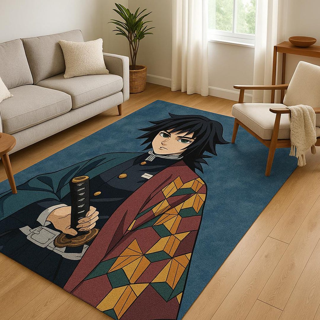 Water Hashira Rug Demon Slayer | Anime Bedroom Rug | Giyu Tomioko ...