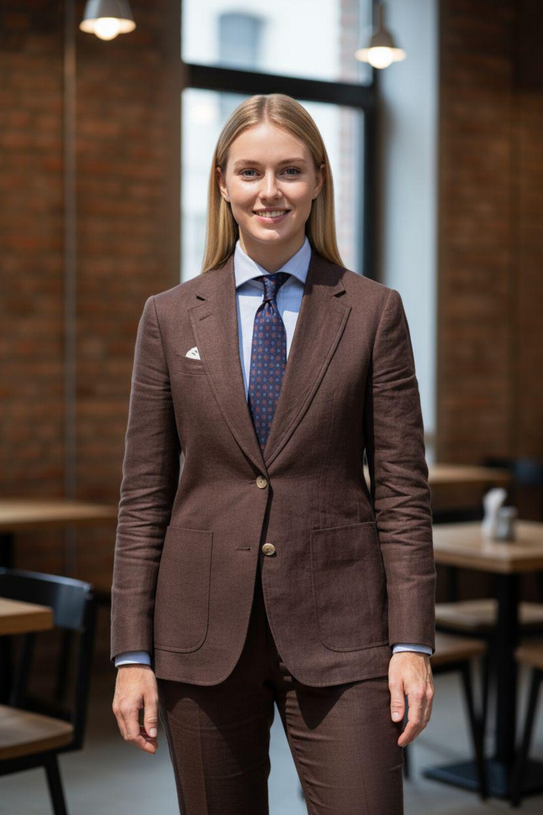 Linen Women's Brown Two Piece Wedding Suit: Bespoke Groom Outfit - Etsy