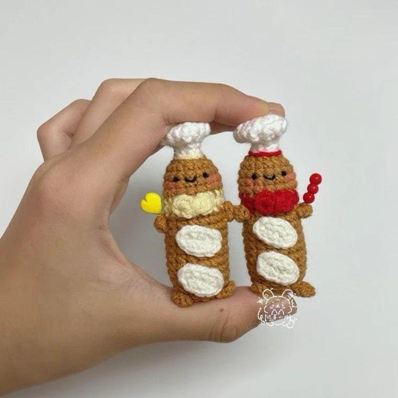 Mini Baguette Crochet Pattern PDF – Cute Bread Amigurumi With Chef Hat ...