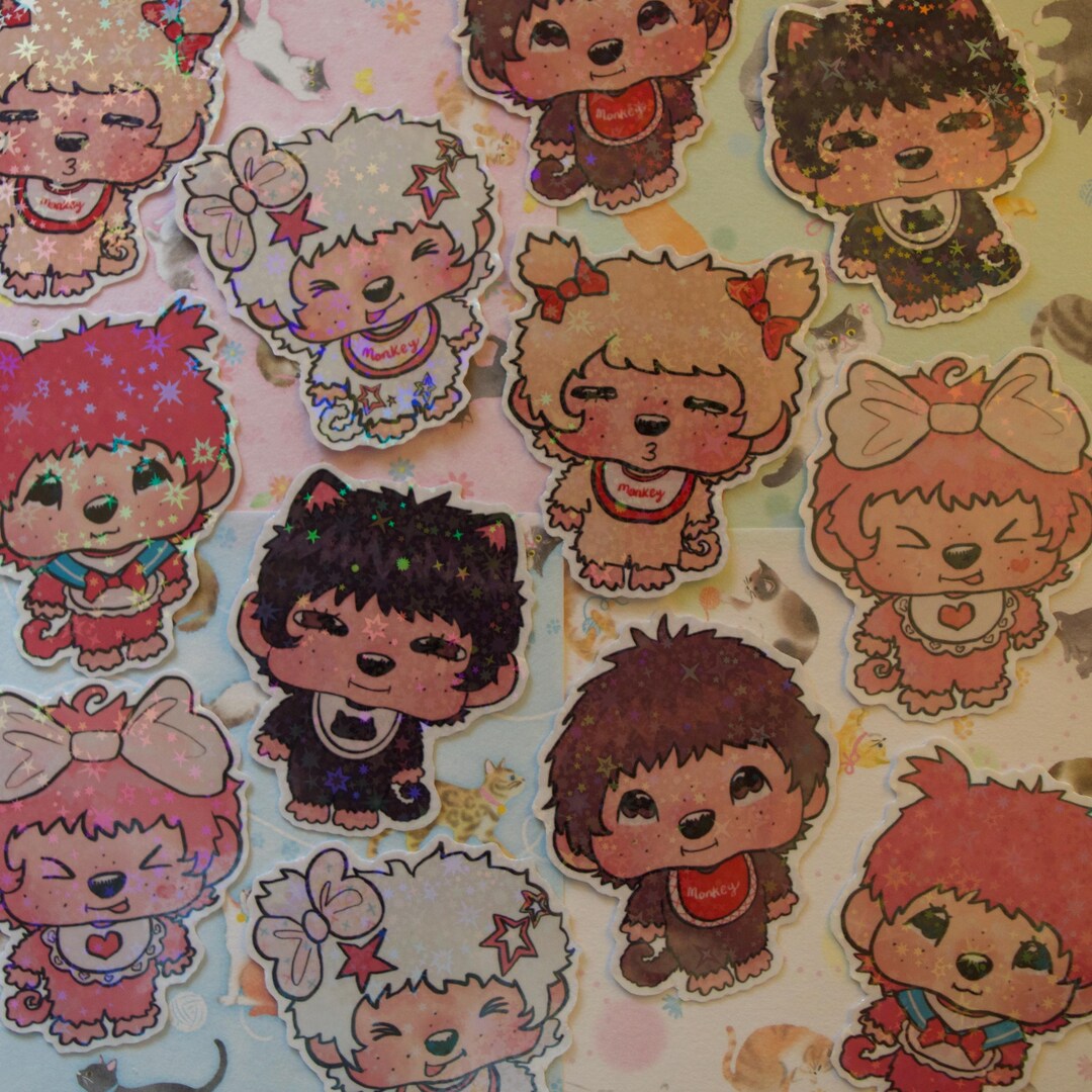 Monchhichi Stickers | Kawaii Glitter Vinyl Decal - Etsy