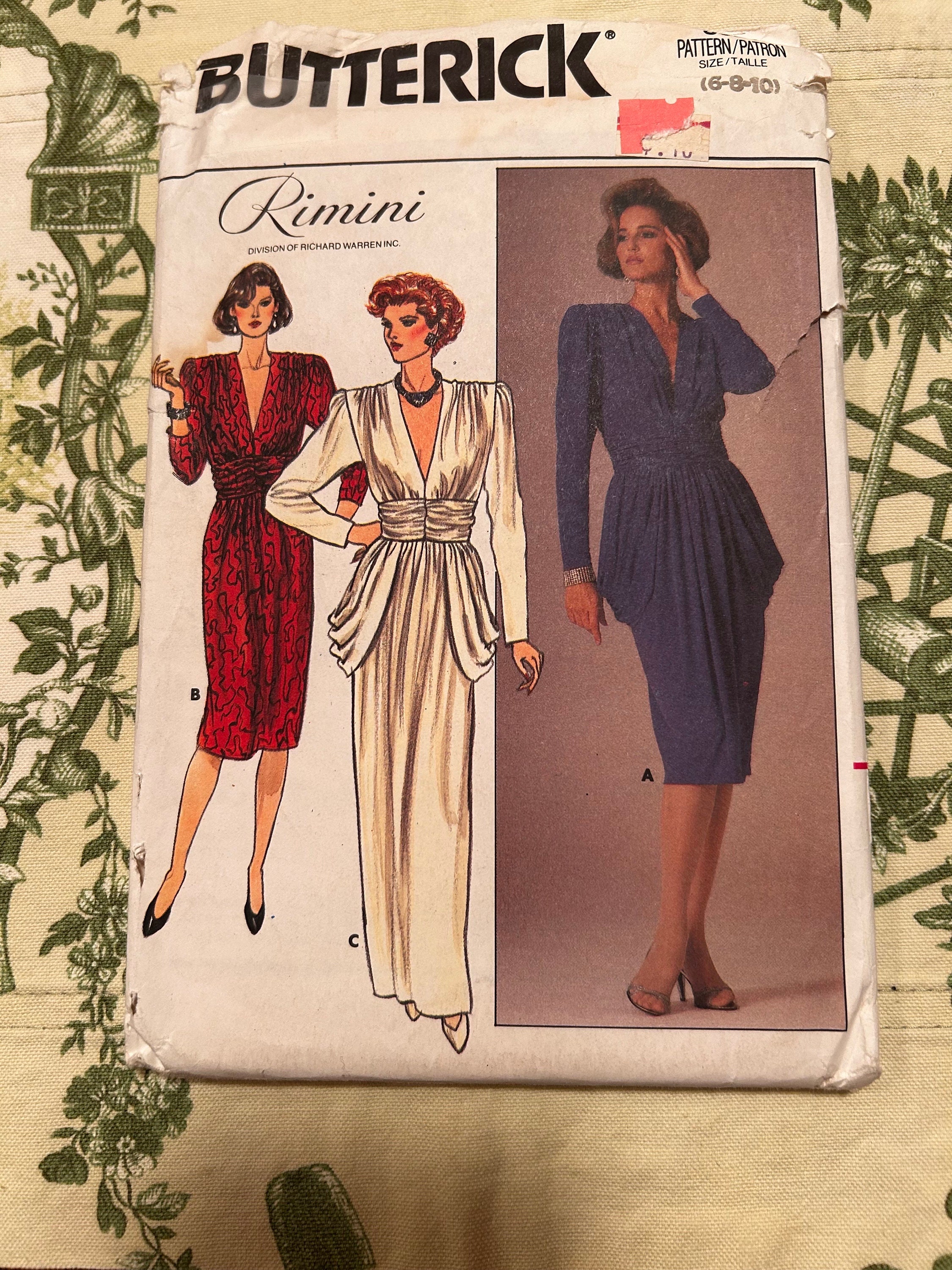 1980s Vintage Butterick Rimini Pattern 3529, Misses Dress 6, 8, 10 ...