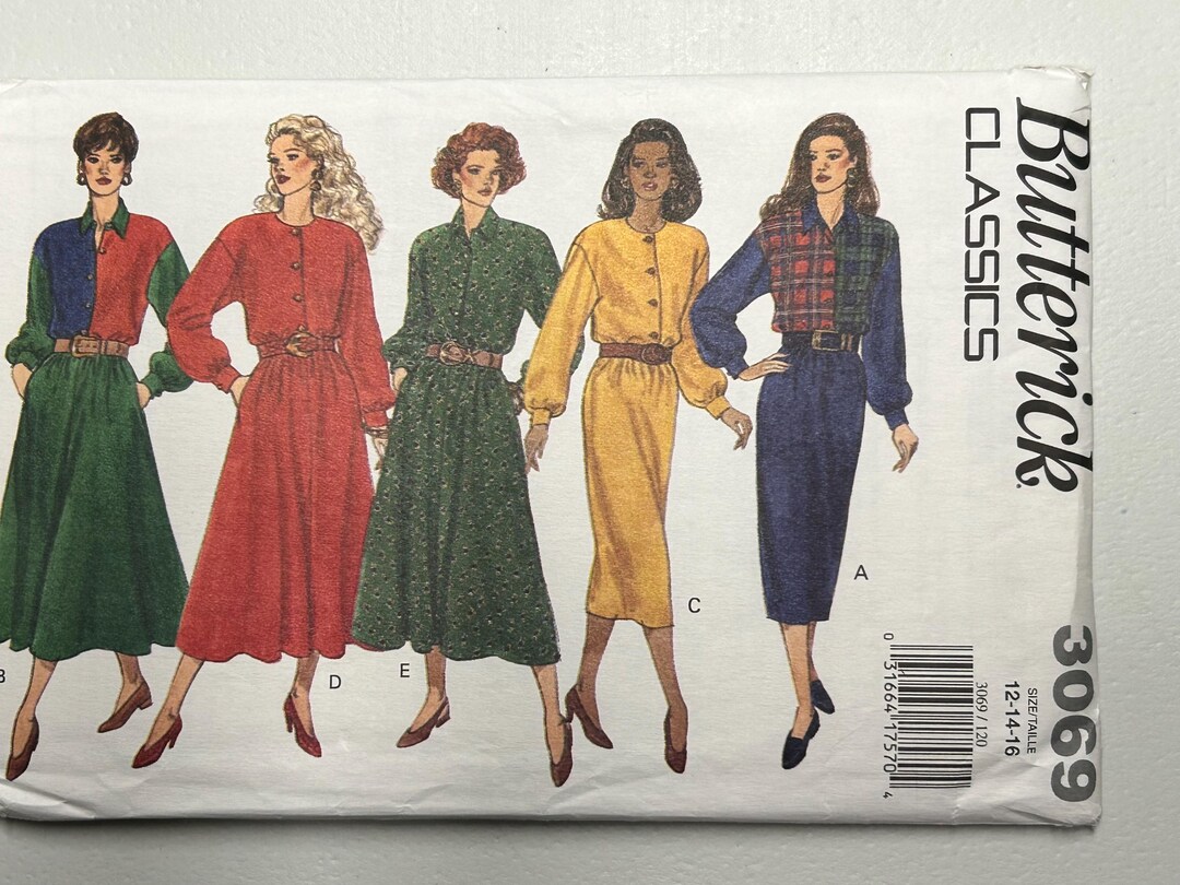 1990 Butterick Classics Pattern 3069 for Misses Petite Dress Size 12 ...