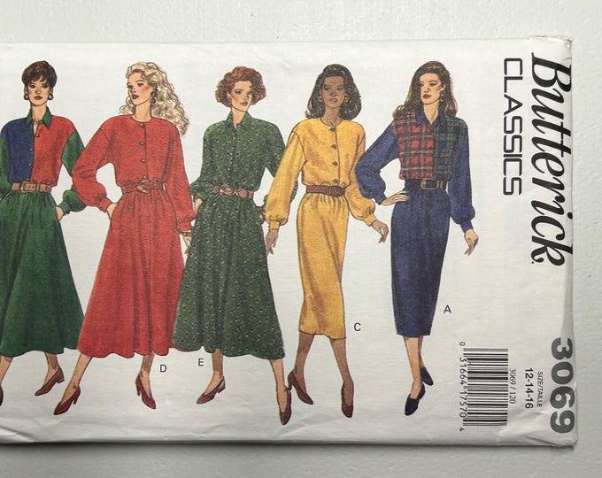 1990 Butterick Classics Pattern 3069 for Misses Petite Dress Size 12 ...