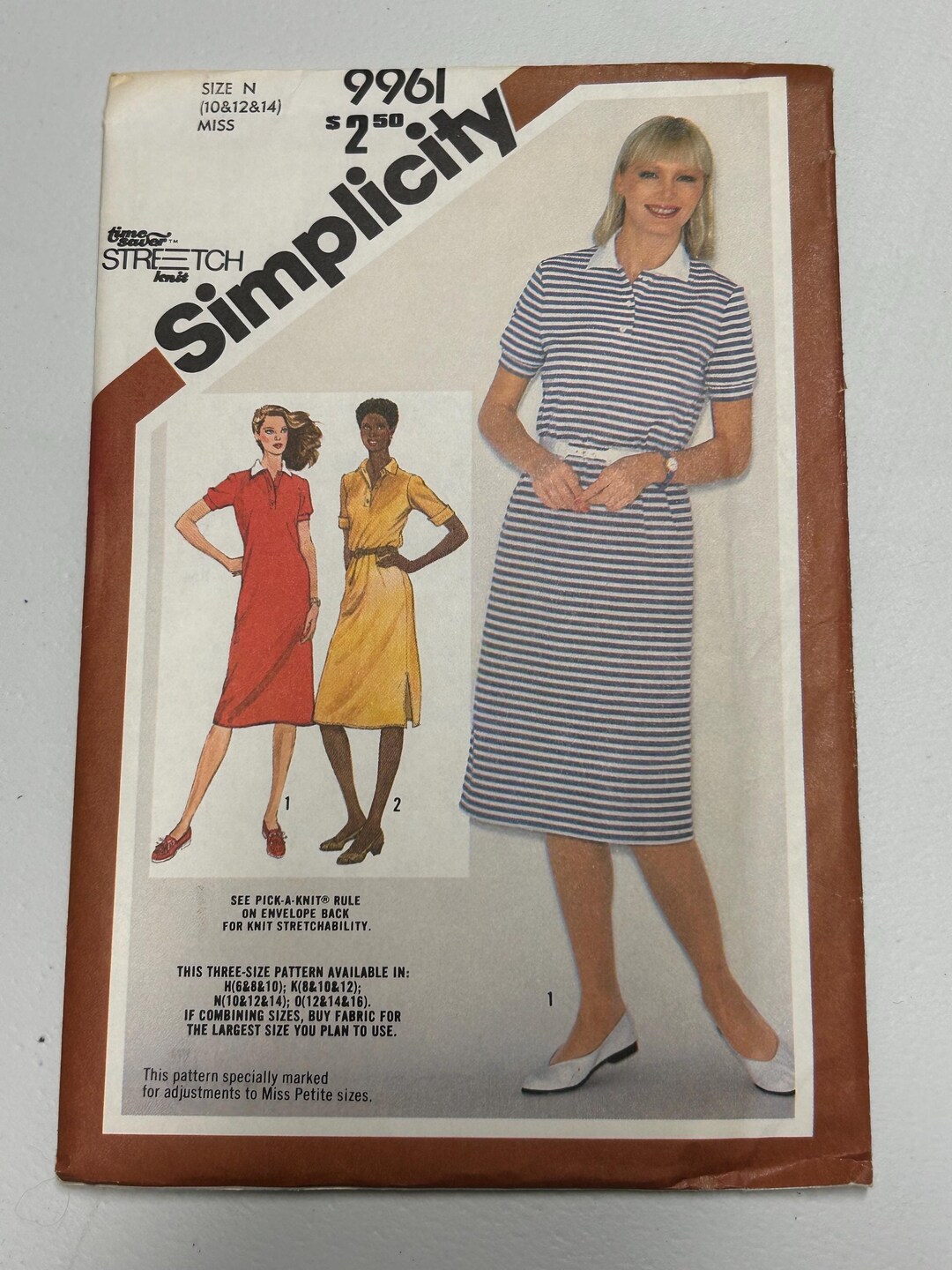 1980s Simplicity Pattern 9961 Misses Pullover Dress Stretch Knit ...