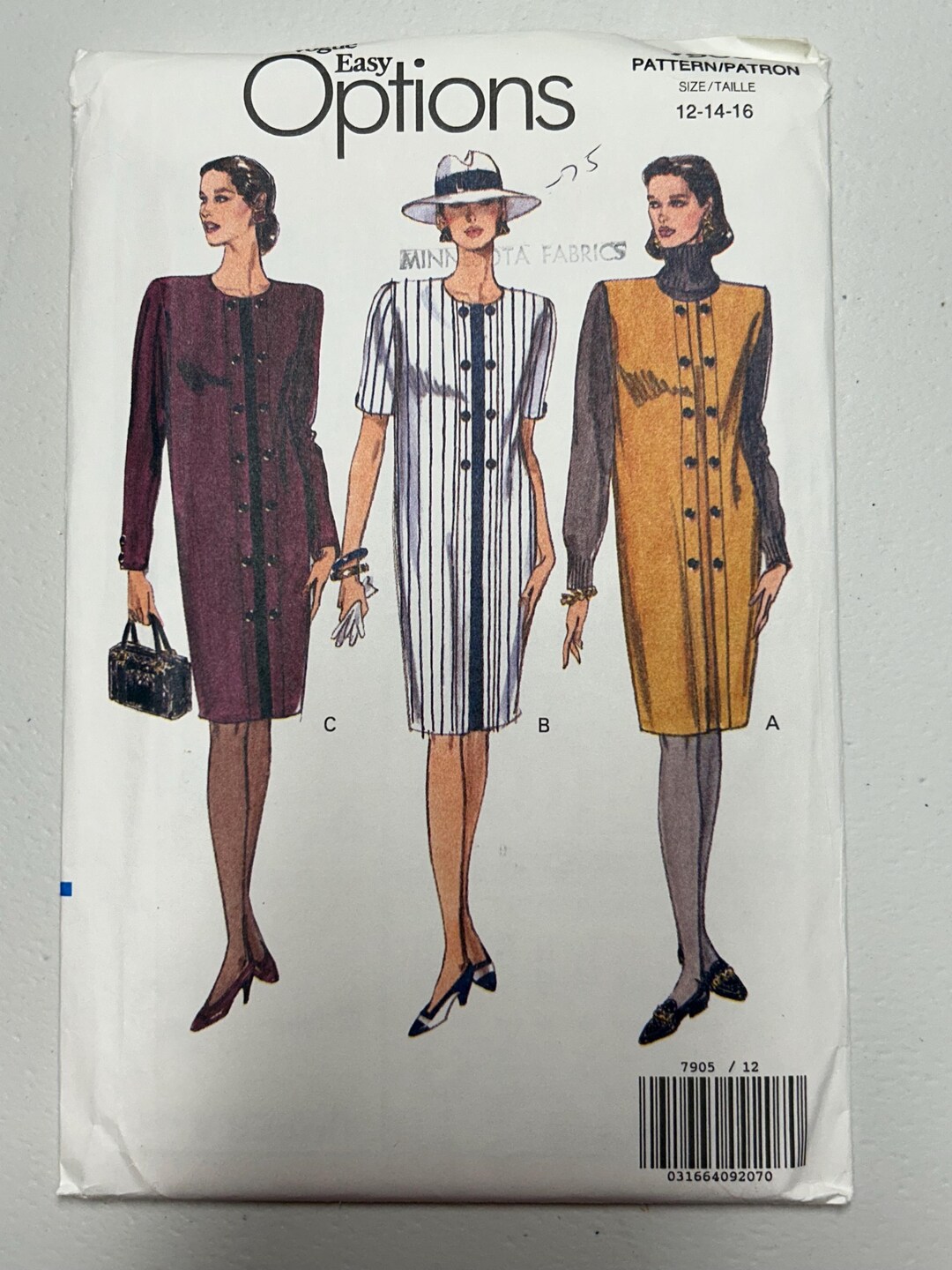 1990 Very Easy Options Vogue Pattern 7905 Misses Petite Dress, Jumper ...