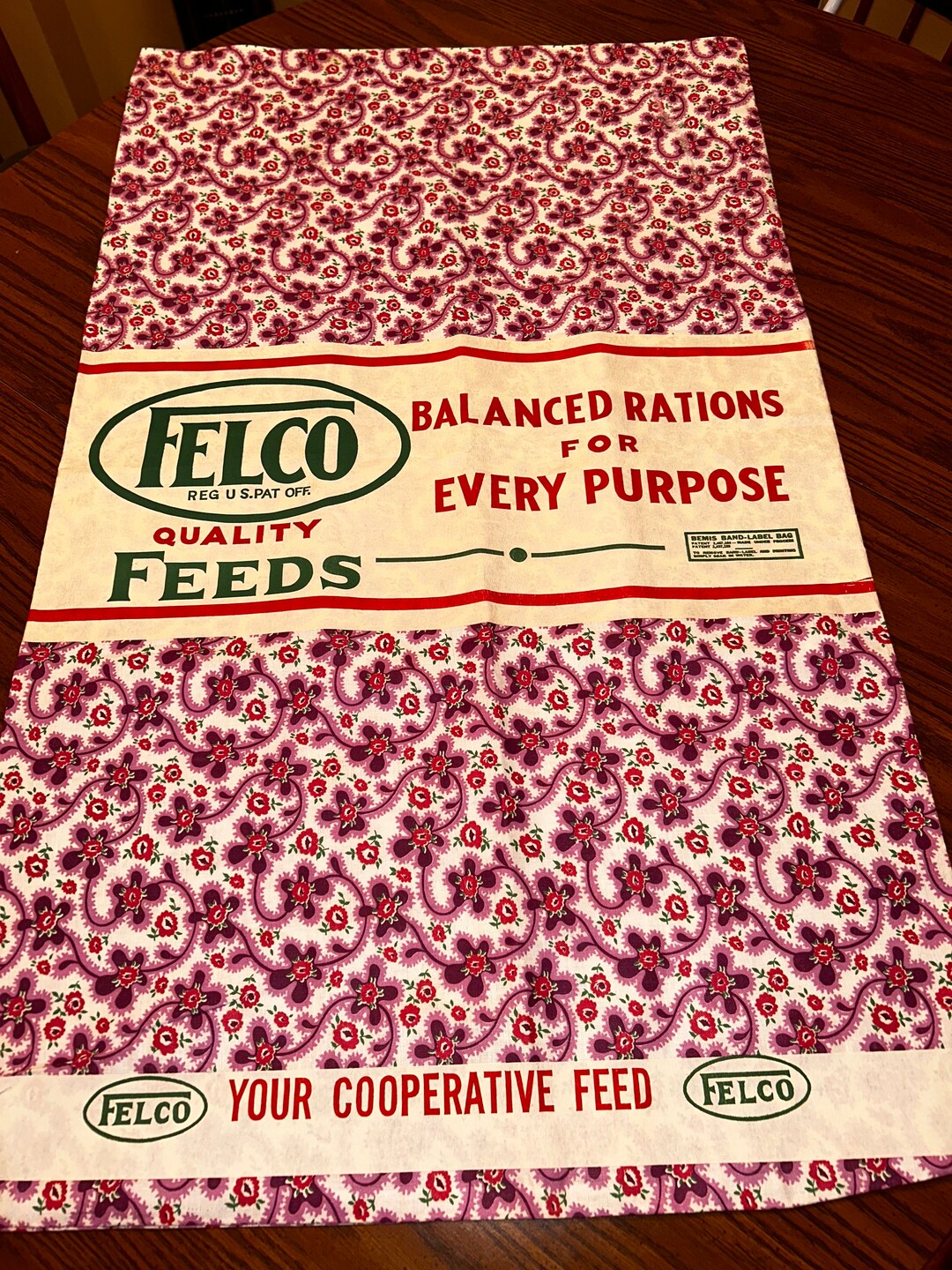1940s Vintage Unopened Feedsack Lavender, Plum, Red Felco Feeds Label ...