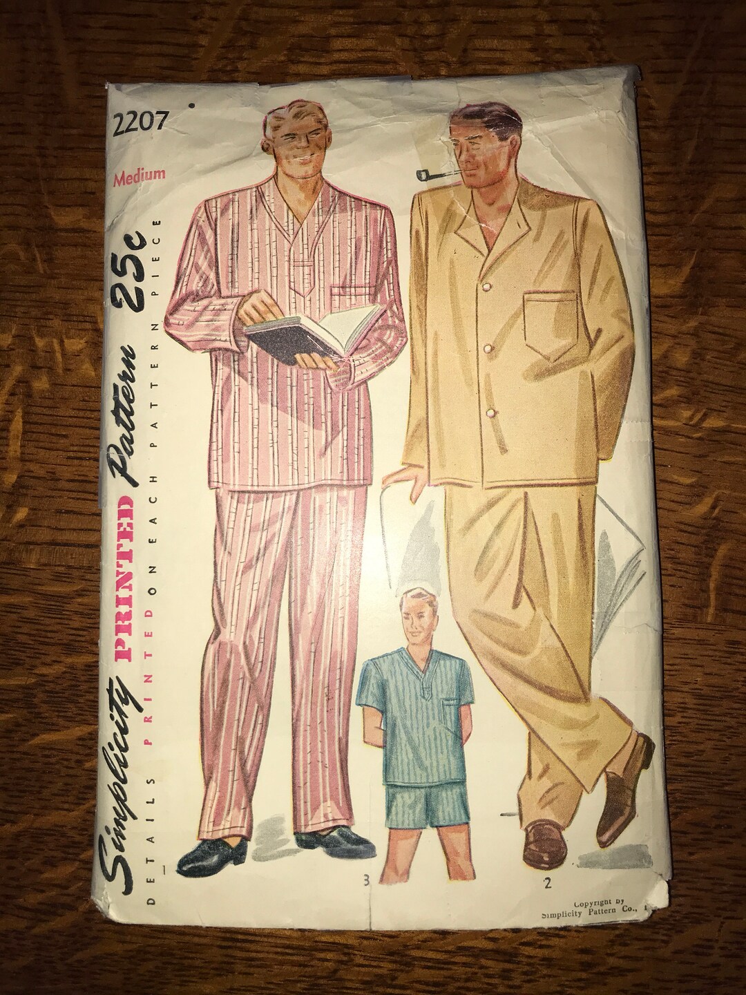 Vintage 1950s Simplicity Pattern 2207, Men's Long and Short Pajamas ...