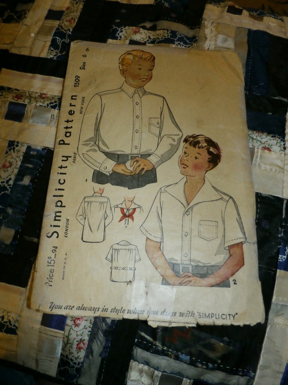 1930s Simplicity Pattern 1509 Boy's Shirt Pattern Size 6 | Etsy