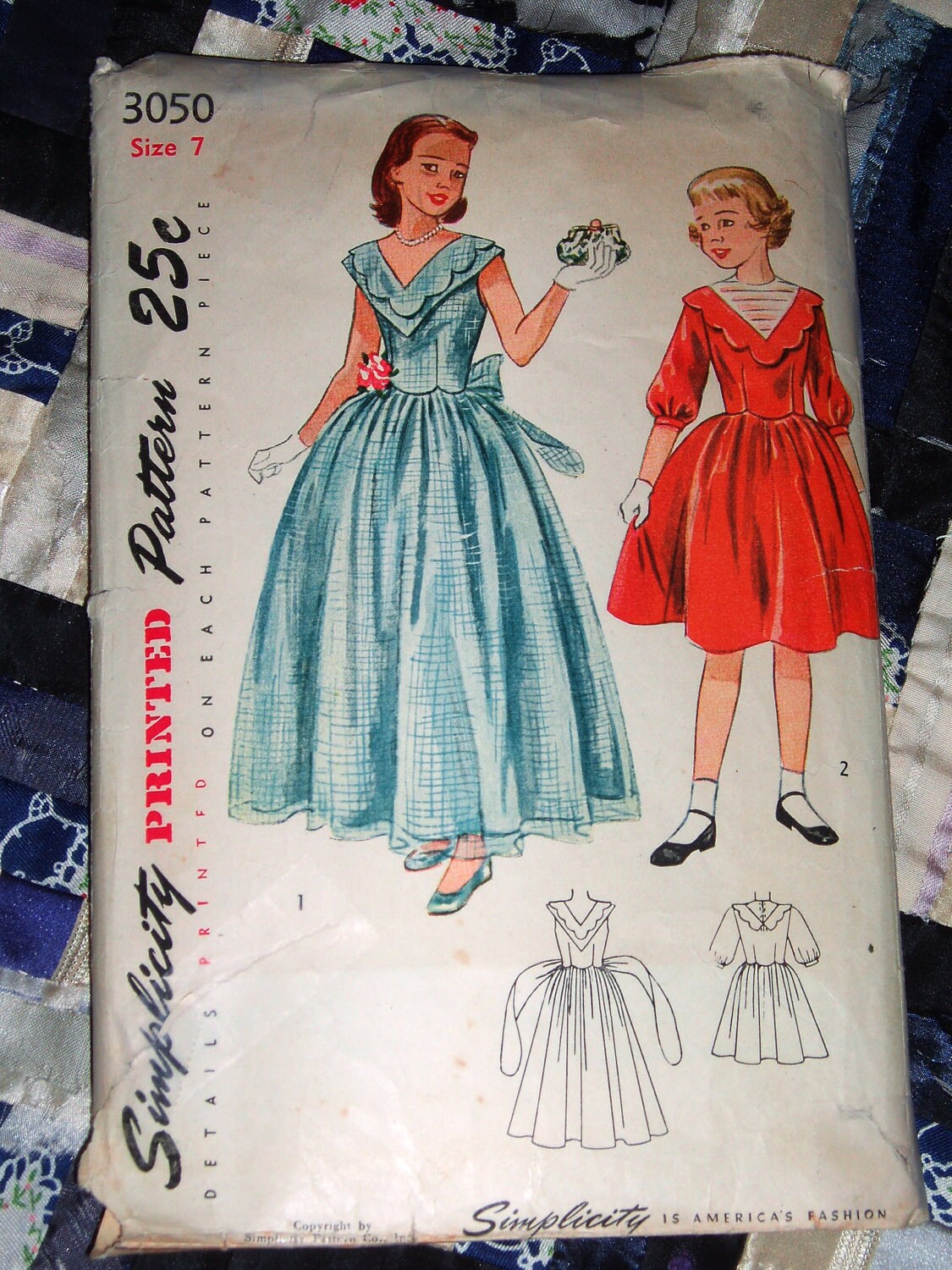 1949 Simplicity Pattern 3050 Girl's Evening Dress or Day - Etsy