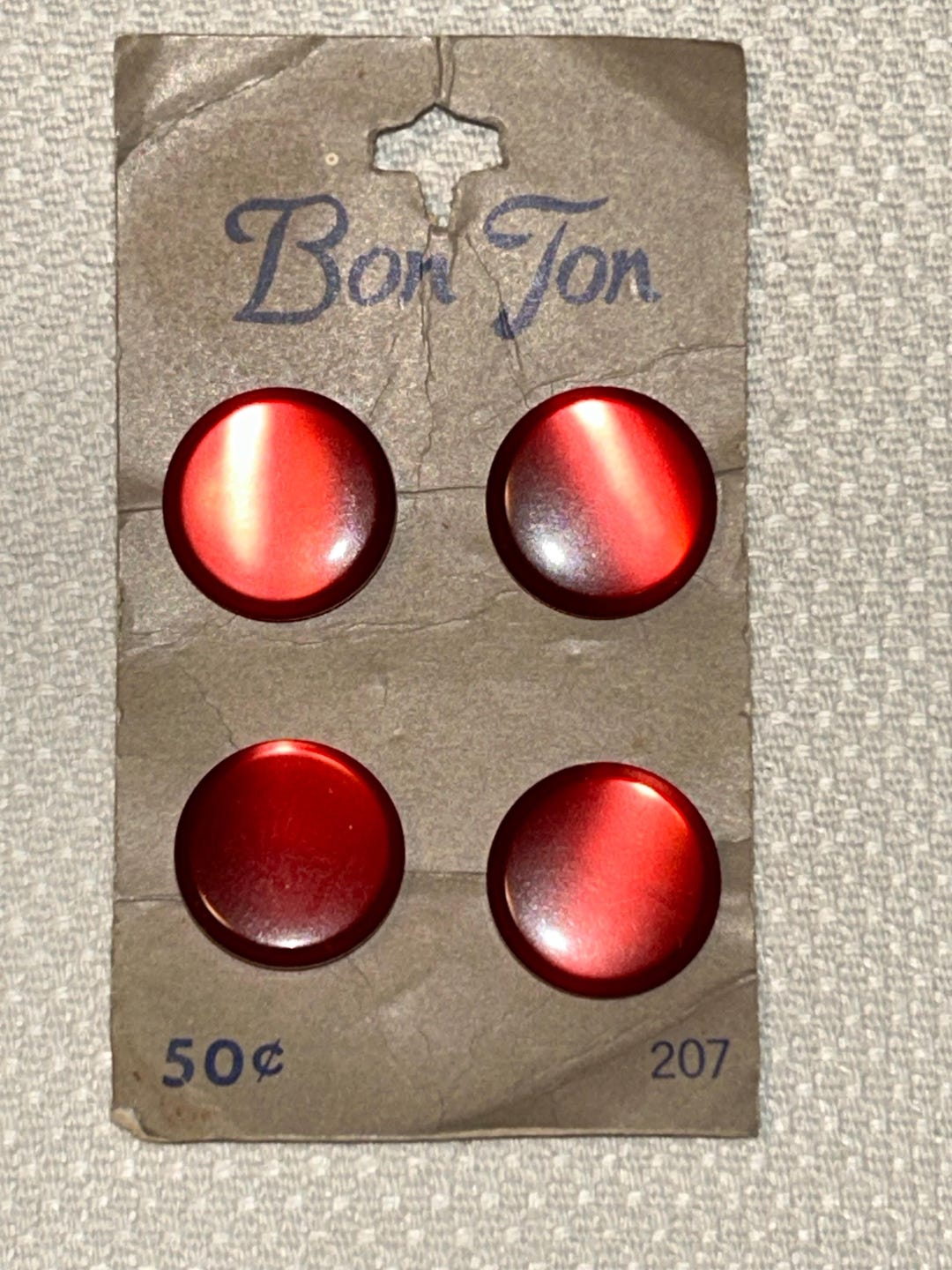 Set of 4 Vintage Bon Jon Card Red Plastic Round Buttons 3/4" in ...