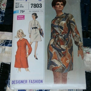 1968 Vintage Simplicity Pattern 7803 for a Misses Designer Fashion ...