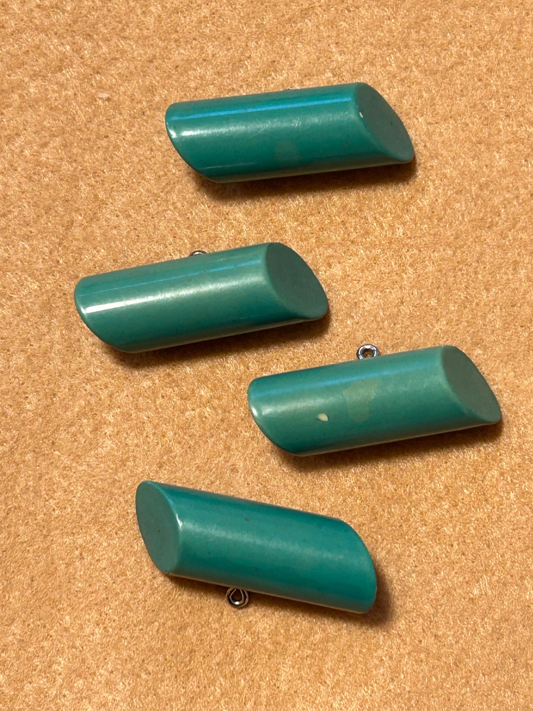 4 Vintage Plastic Green Toggle Buttons 1 3/4" in Length X 1/2" Height ...