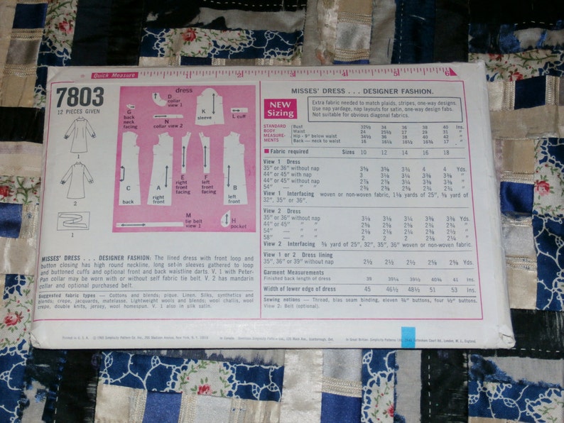 1968 Vintage Simplicity Pattern 7803 for a Misses Designer - Etsy