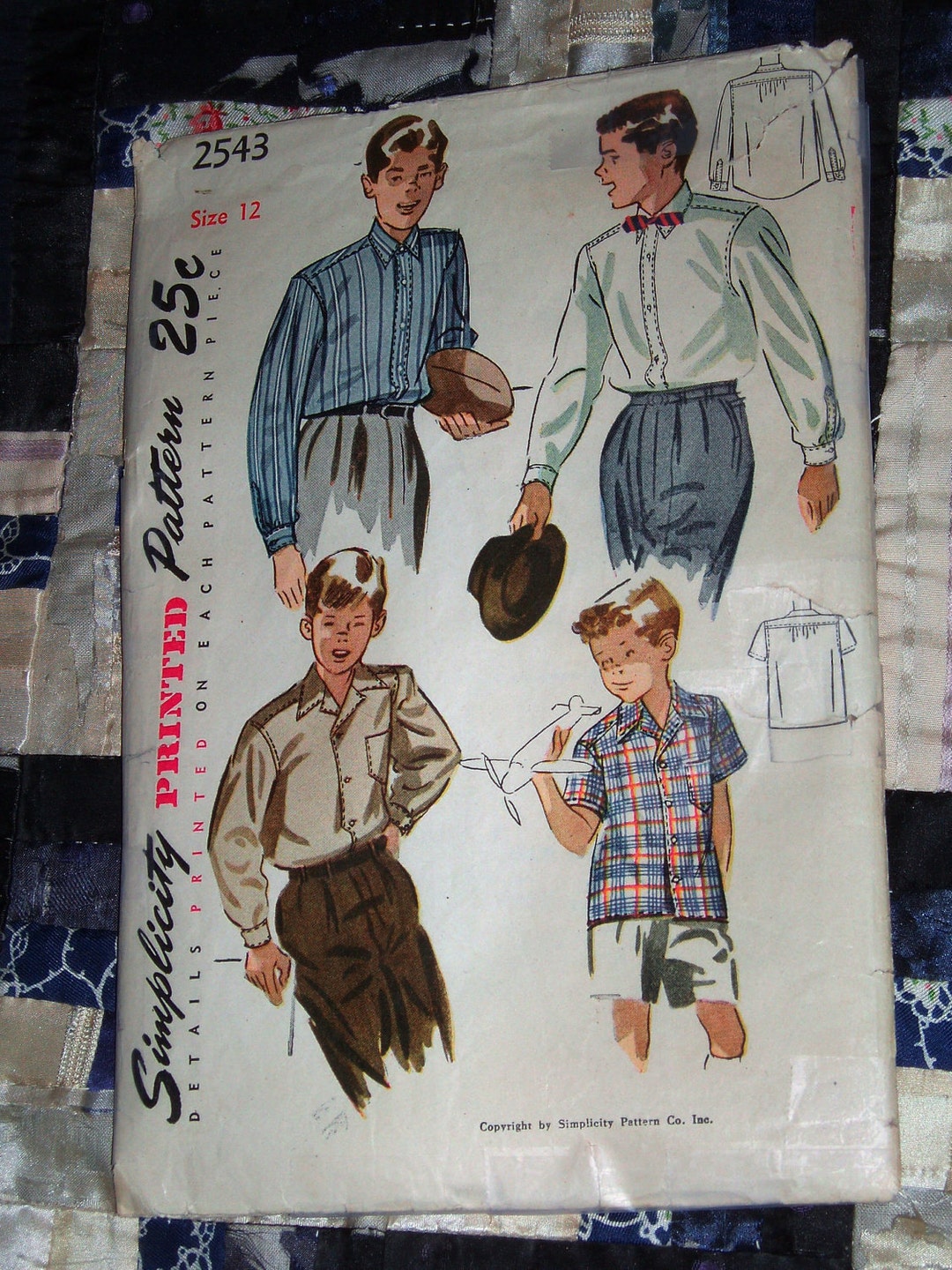 1948 Simplicity Pattern 2543 for Boy's Shirt Size 12 Chest 30" - Etsy