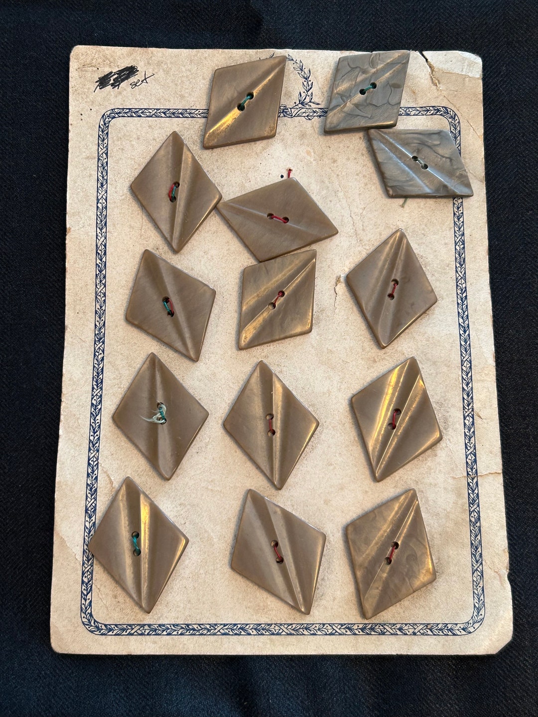 Beautiful Set 14 Vintage French Marbleized Plastic Diamond Shaped ...