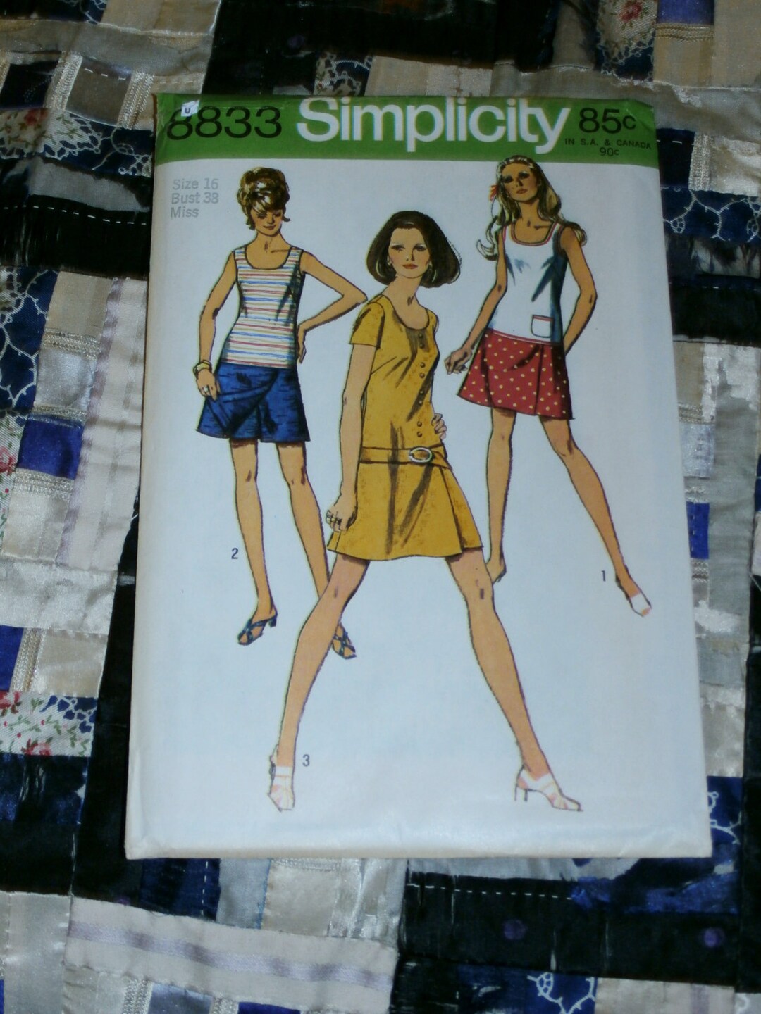 Vintage 1970 Simplicity Pattern 8833 for Misses Mini Pantdress Size 16 ...