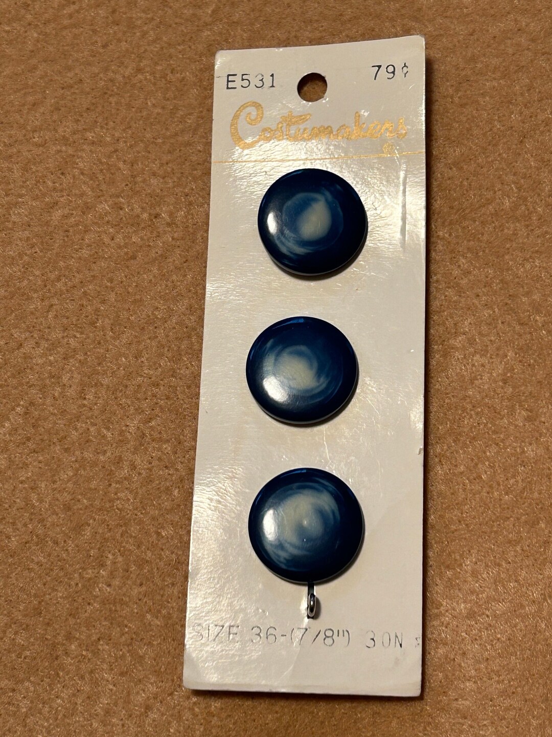 Set of 3 Vintage Round Blue Plastic Buttons Costumakers 7/8" in ...
