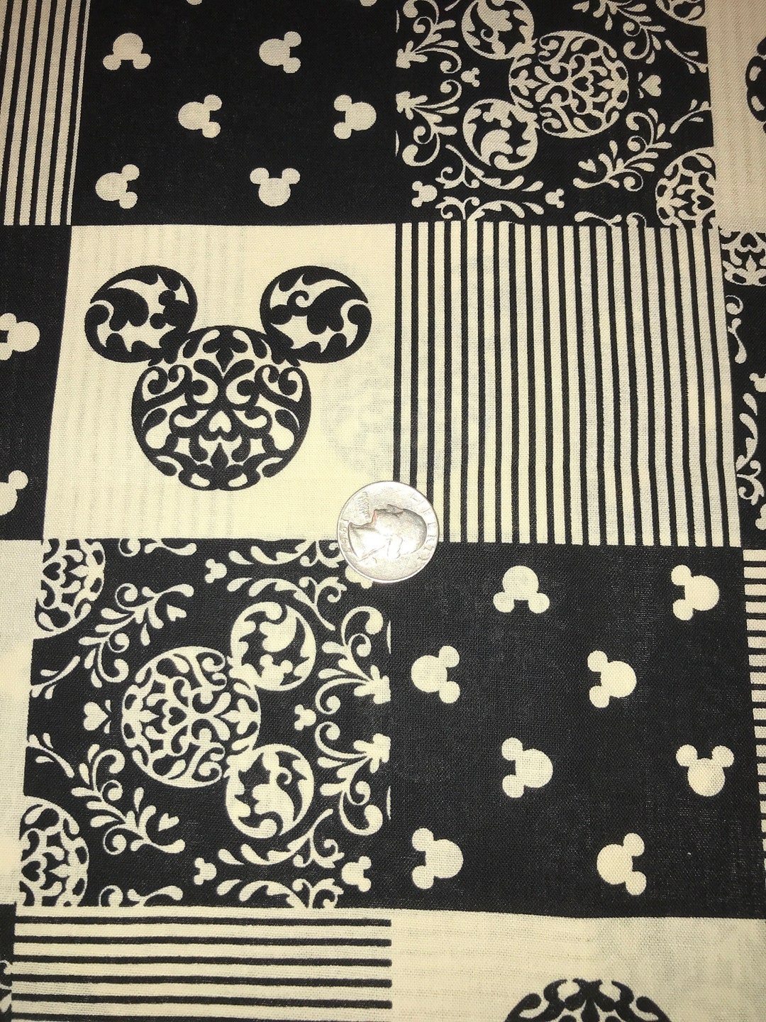Vintage Disney Mickey Damask Patchwork Fabric Yardage Springs - Etsy ...