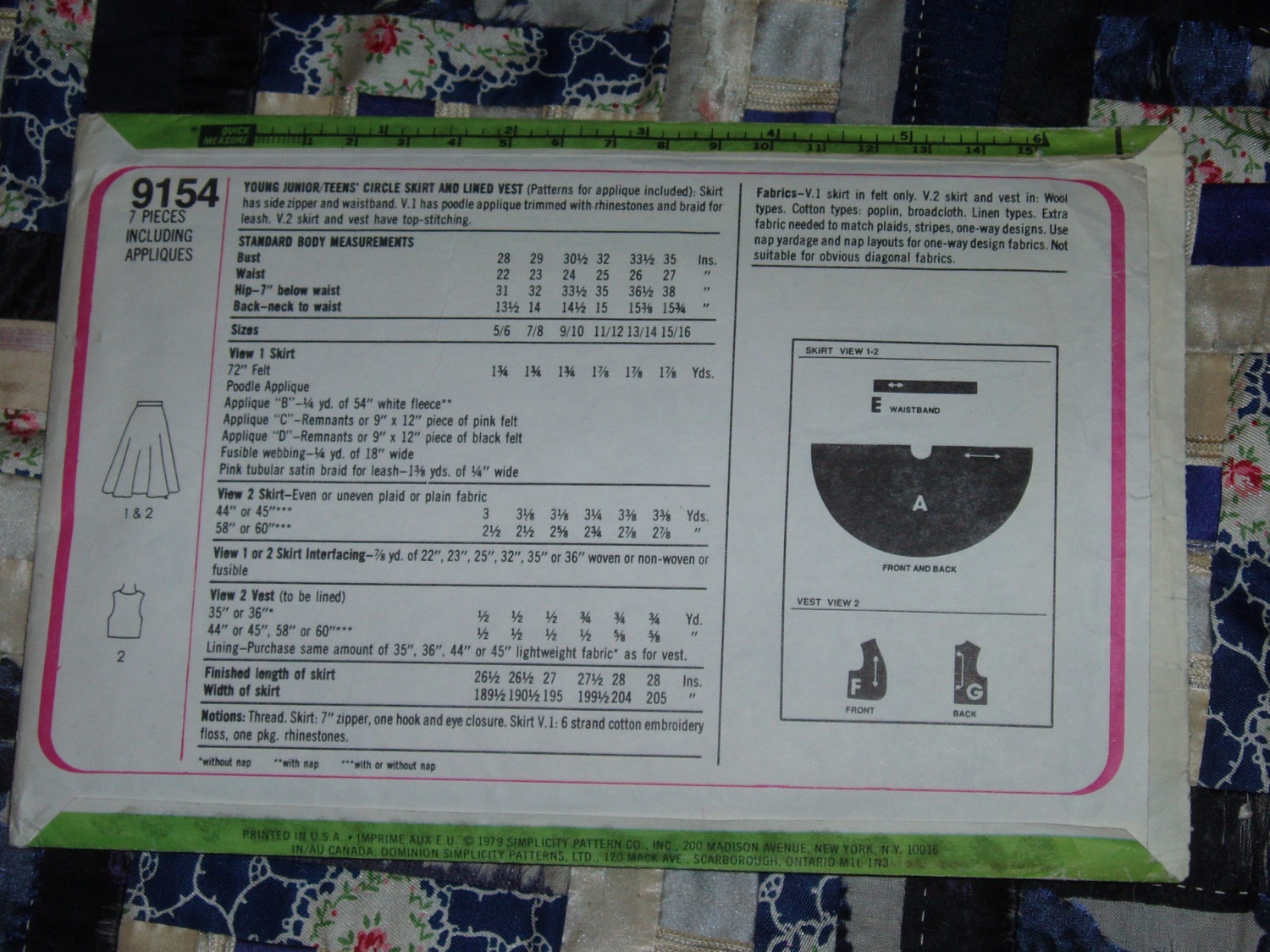 1979 Teen Poodle Circle Skirt and Vest Pattern Simplicity 9154 - Etsy