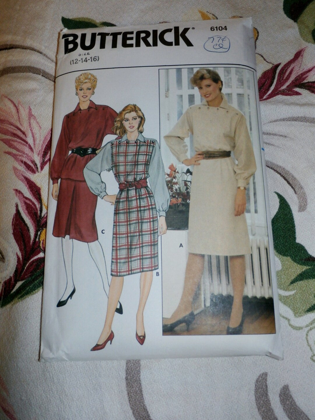 1980s Butterick Pattern 6104 Misses Dress, Top, and Skirt, Size 12 - 16 ...