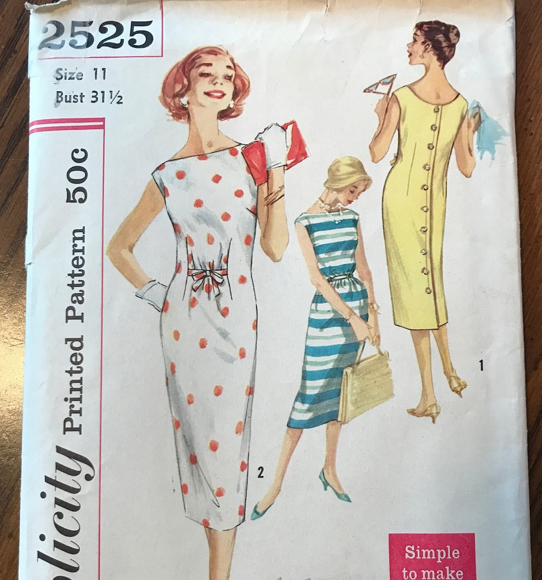 1960s Vintage Simplicity Pattern 2525 for Junior One-piece Dress Size ...
