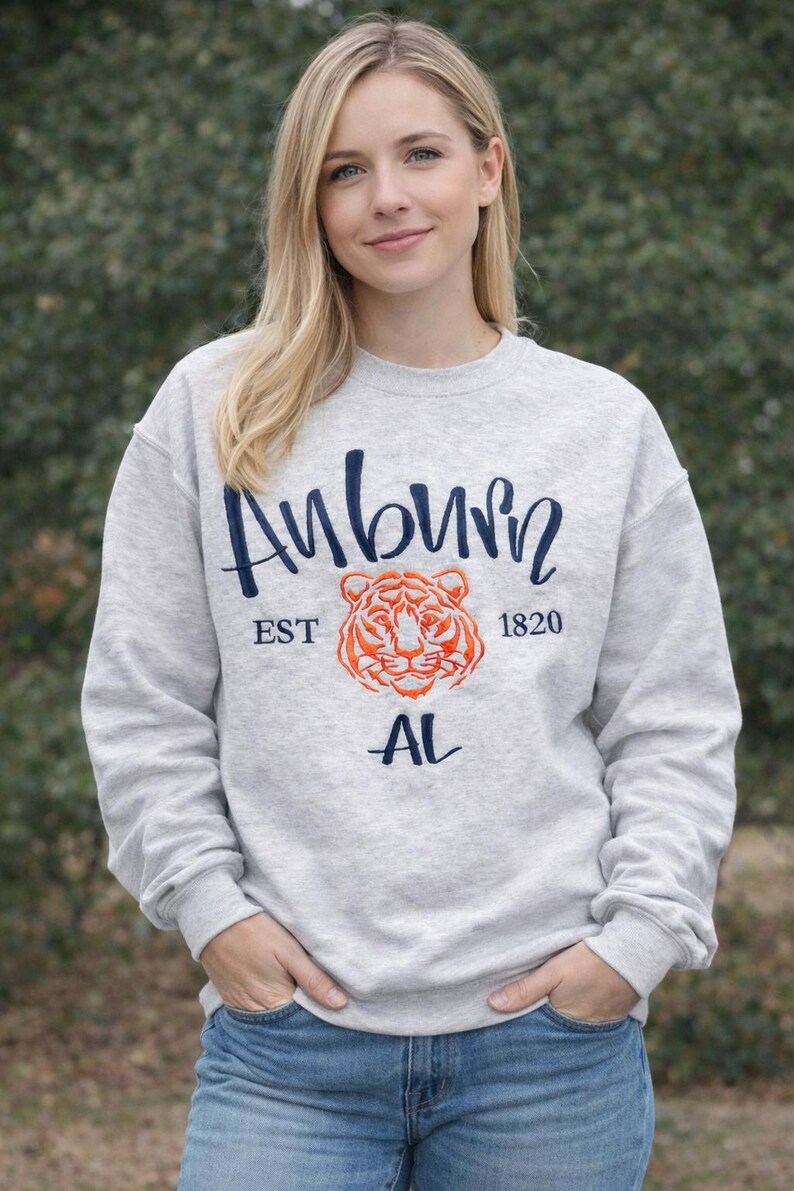 Embroidered Auburn University Sweatshirt: Game Day Crewneck, Tiger ...