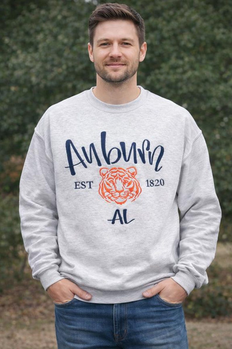 Embroidered Auburn University Sweatshirt: Game Day Crewneck, Tiger ...