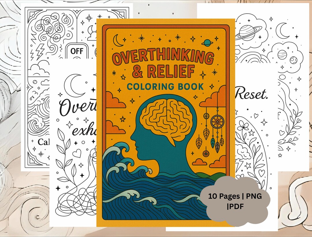 Inspirational Mental Health Coloring Book | Overthinking and Relief ...