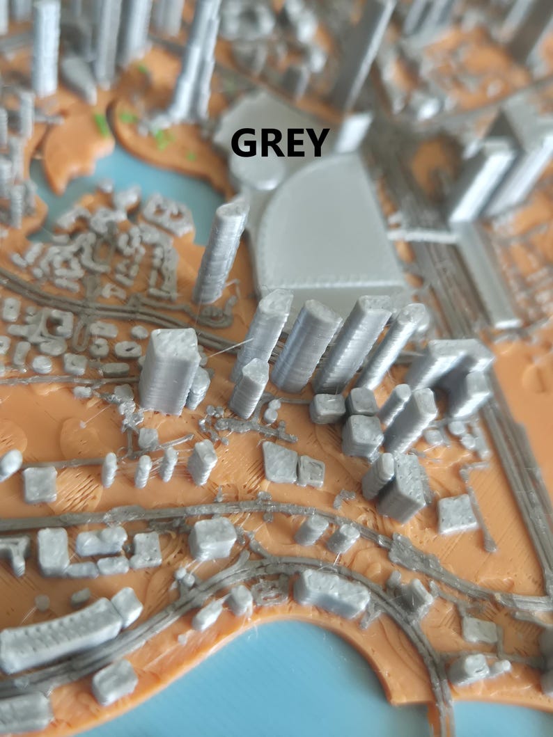 Philadelphia 3D Printed City Map, Modern Urban Wall Art, Topographic ...