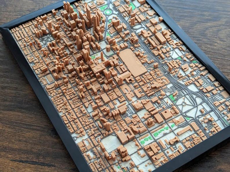 Philadelphia 3D Printed City Map, Modern Urban Wall Art, Topographic ...