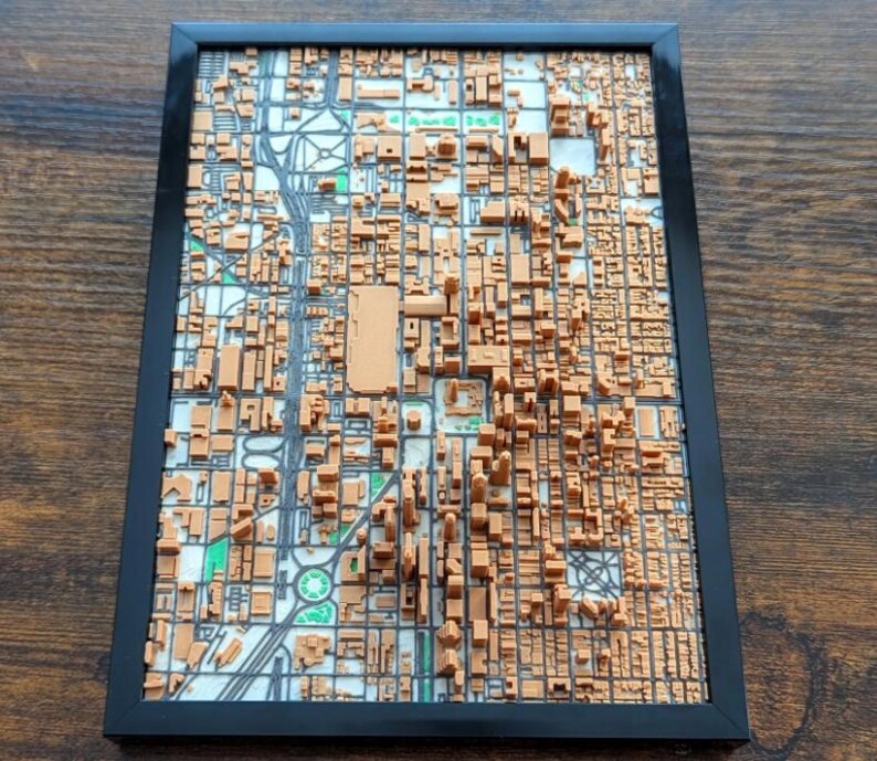 Philadelphia 3D Printed City Map, Modern Urban Wall Art, Topographic ...