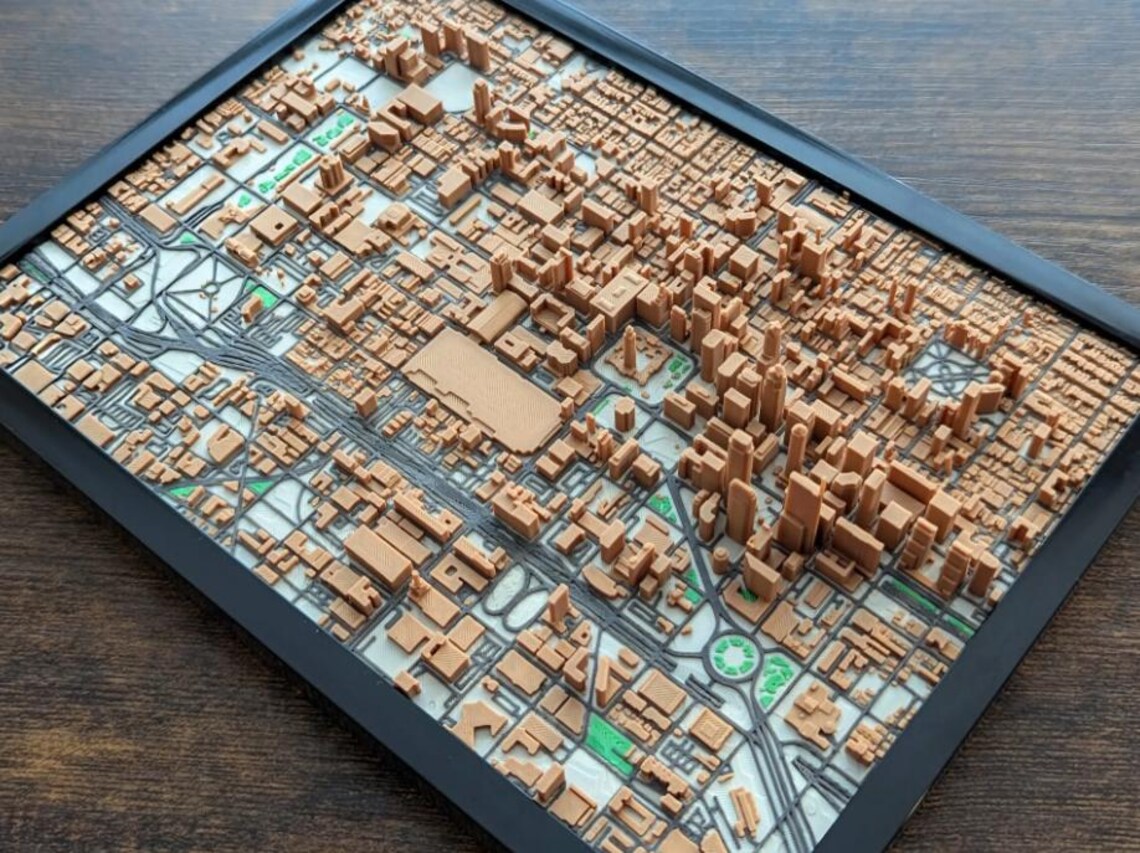Philadelphia 3D Printed City Map, Modern Urban Wall Art, Topographic ...