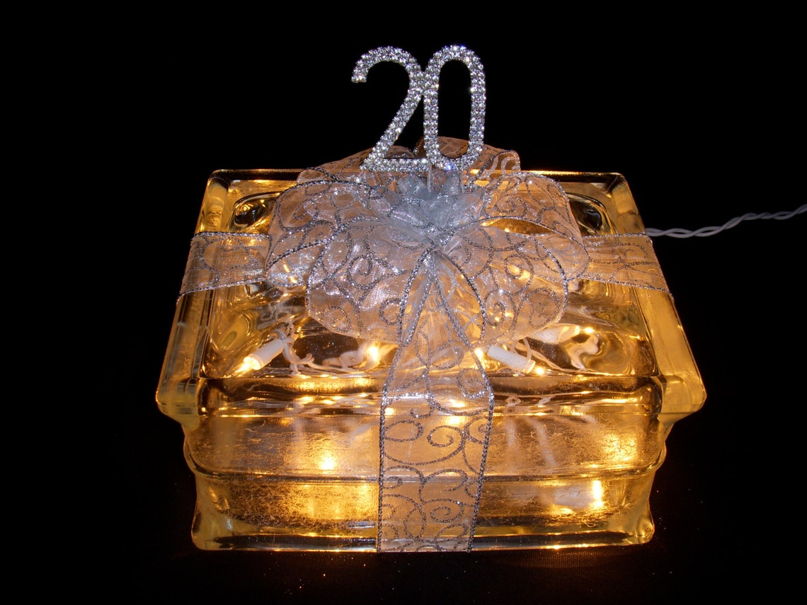 5th 10th 20th 30th 40th 60th Wedding Anniversary Glass Block Light ...