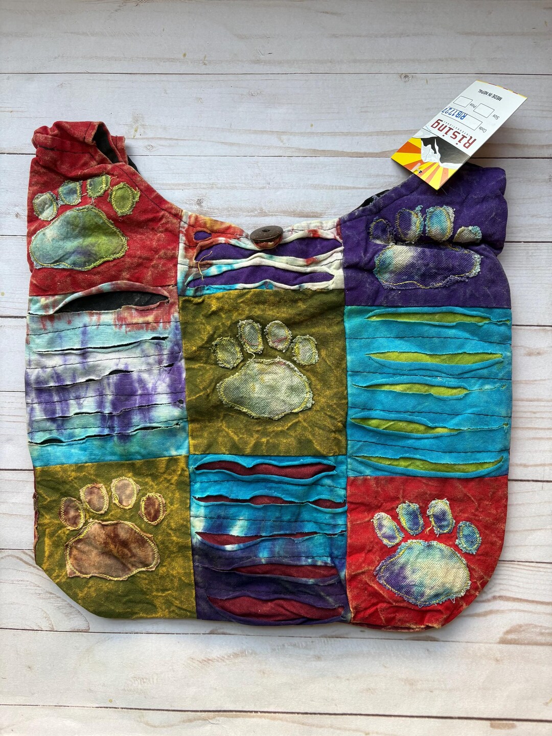 Rising International Crossbody Paw Print Nepal Hobo Multi-colored Bag ...