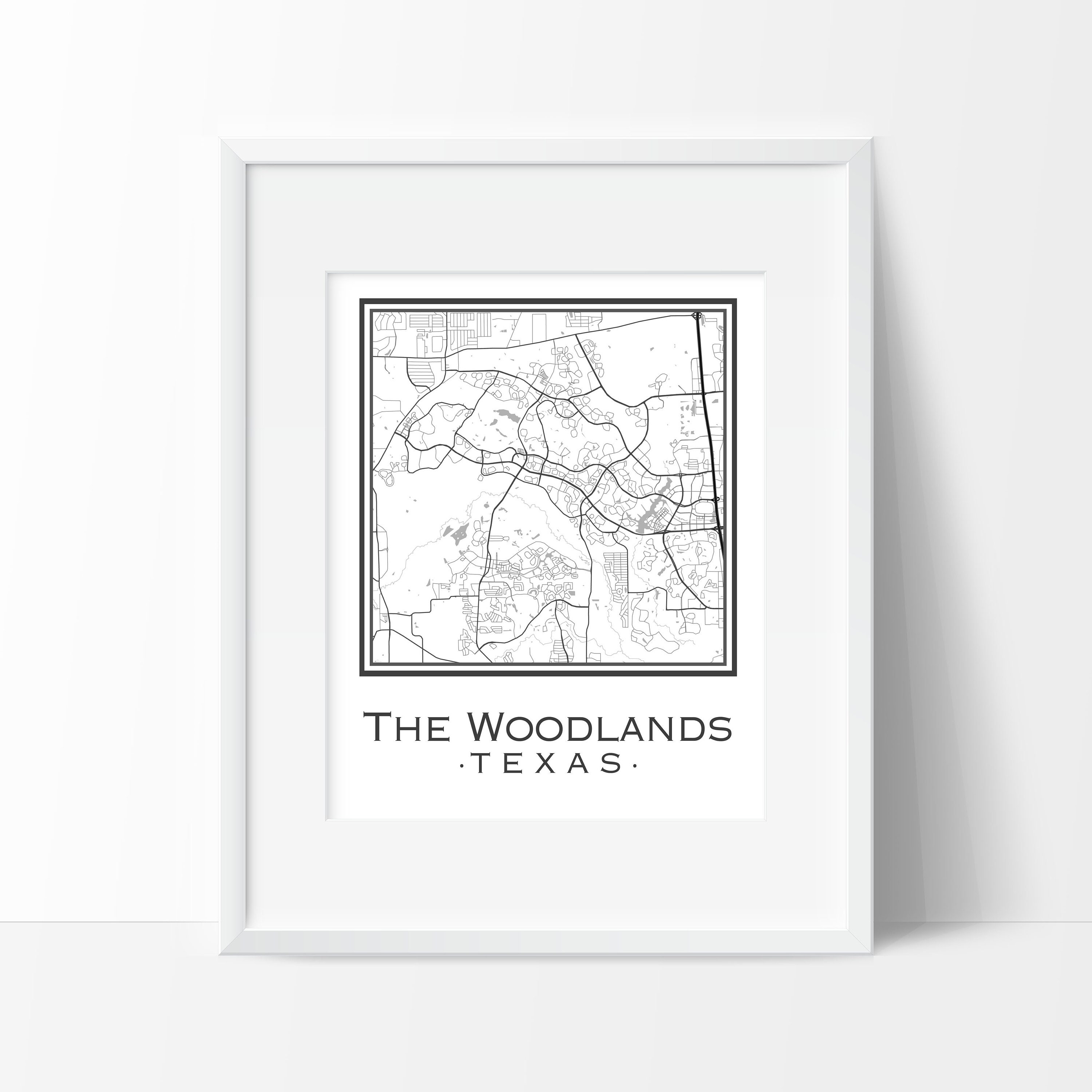 The Woodlands Texas Map digital Download - Etsy