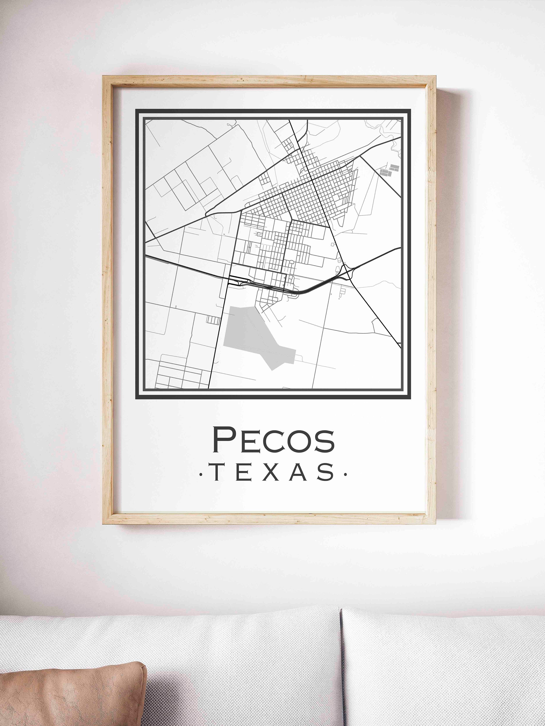 Pecos Texas Map digital Download - Etsy