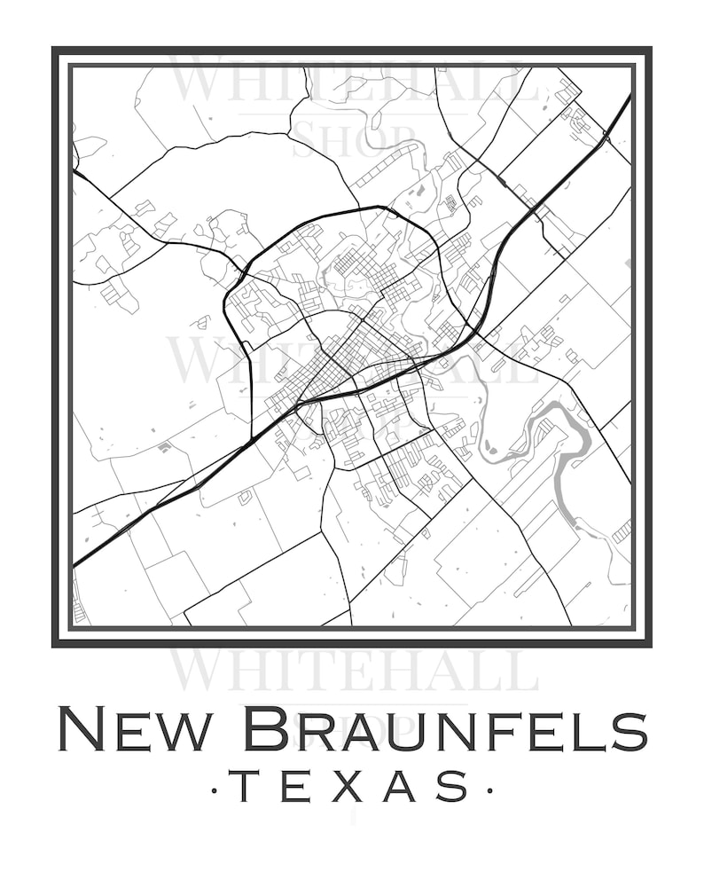 New Braunfels Texas Map digital Download - Etsy