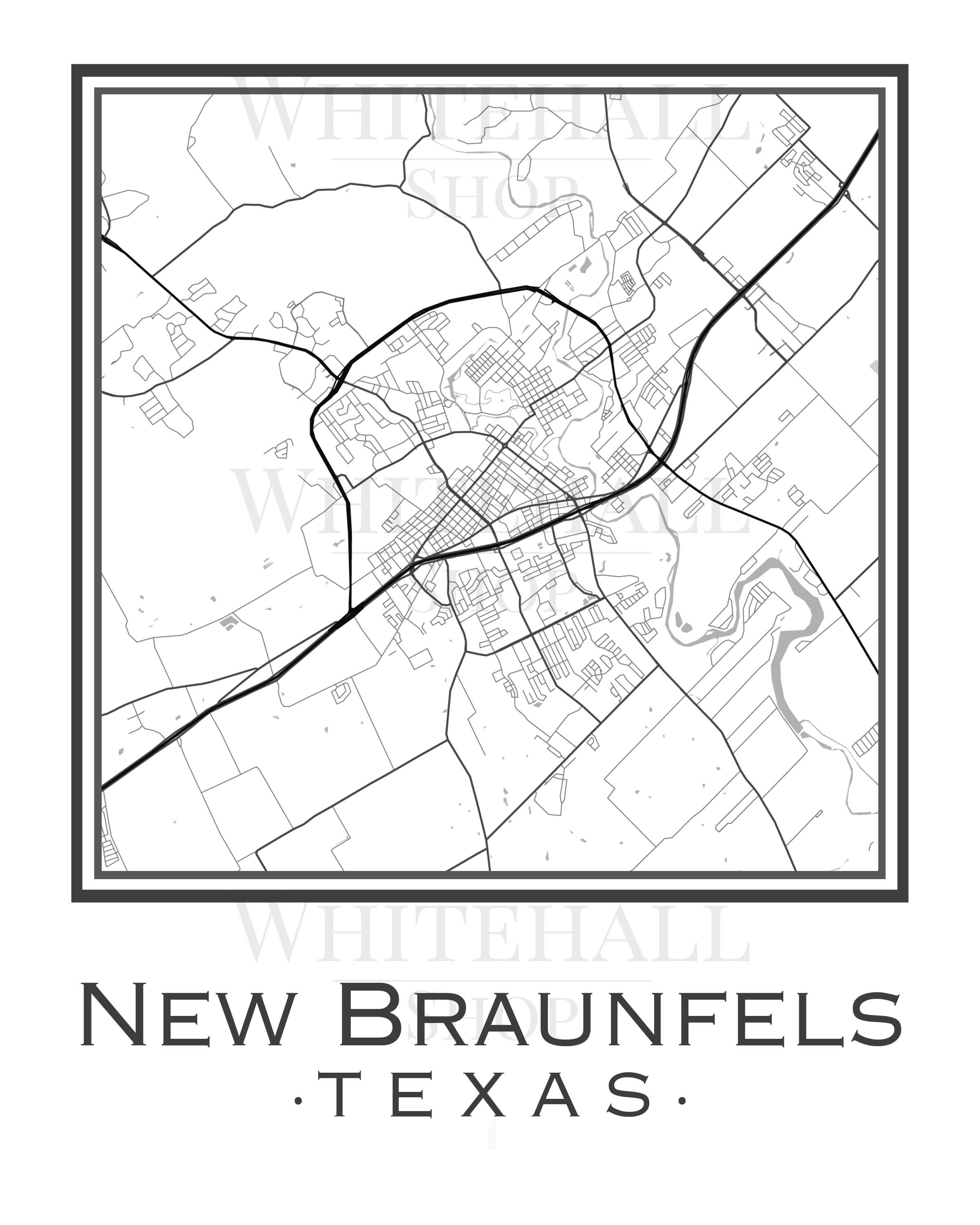 New Braunfels Texas Map digital Download - Etsy