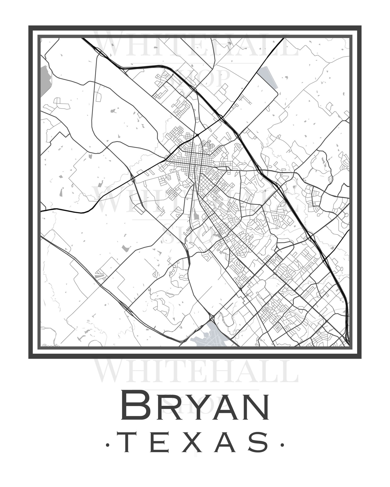Bryan Texas Map digital Download - Etsy
